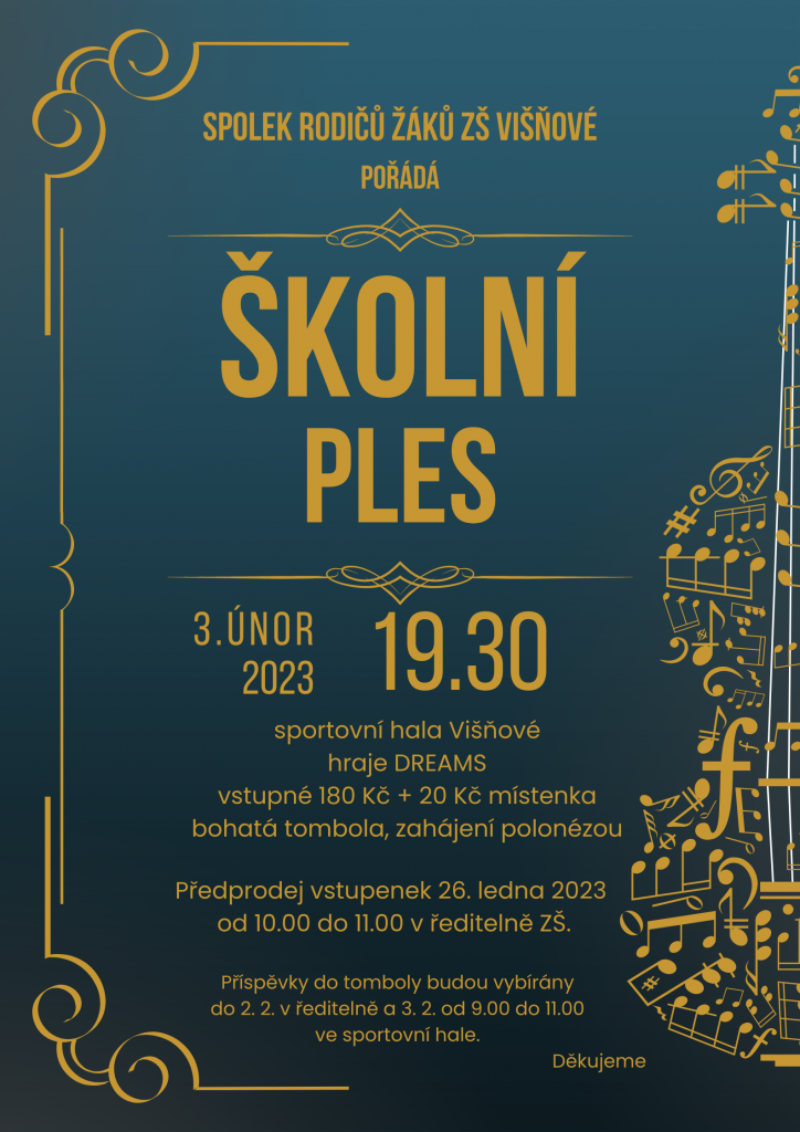 POZVÁNKA NA ŠKOLNÍ PLES 3. 2. 2023 – Základní škola a Mateřská škola,